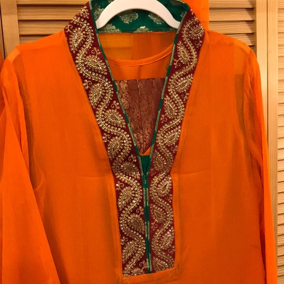 Other | Indianpakistani Chiffon Shirt Jamawar Trousers | Poshmark